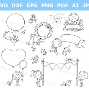 Stick Kinder Clipart Stick Figures Kindergarten Friends Stock
