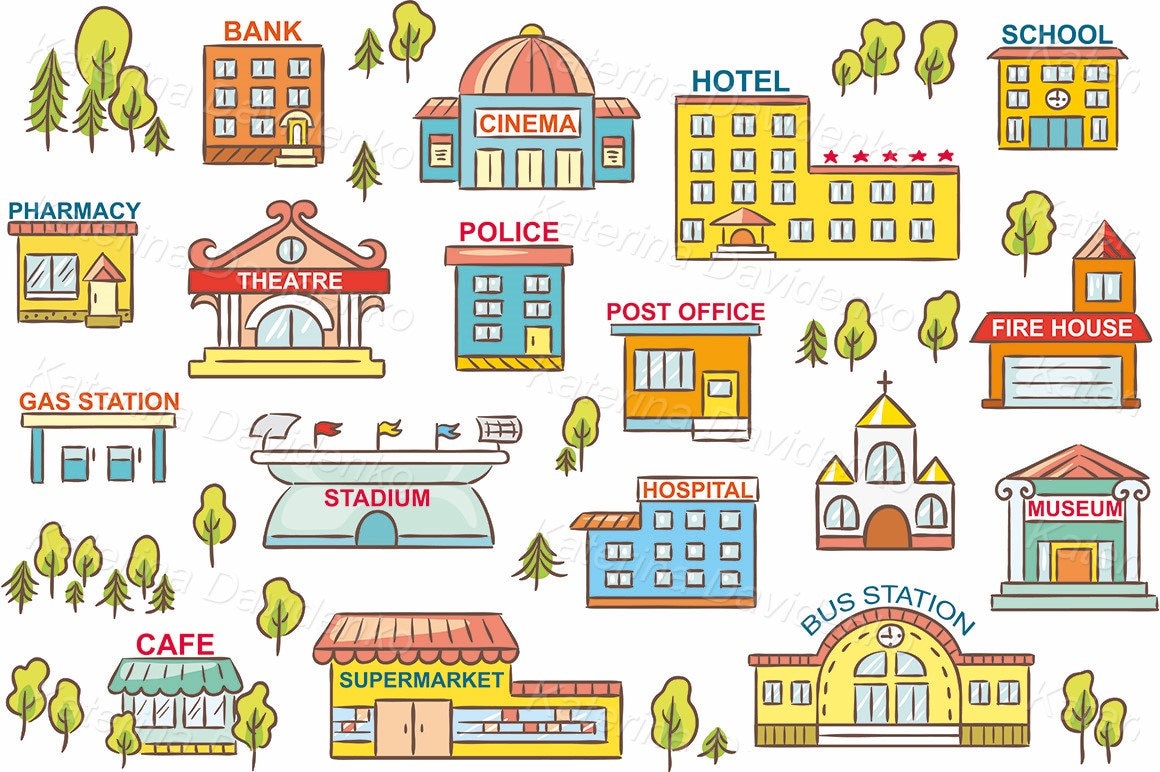 Cartoon Drawings Of Buildings