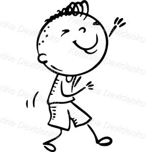 Doodle Kids Dance Black and White Clipart Set. Outline Cartoon Children ...