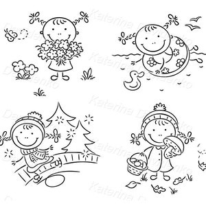 Season Weather Clipart Set. Kids Activities During the Four Seasons ...