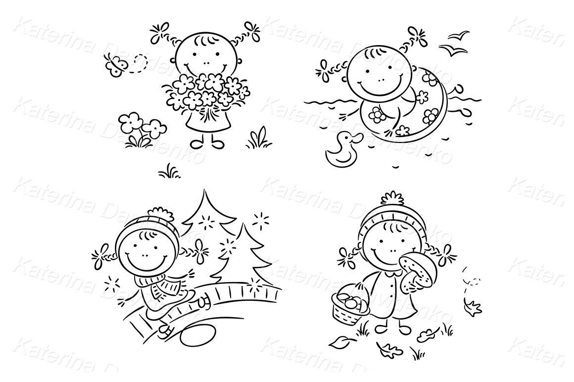 Seasons Clipart Black And White