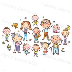 Collection of Cute Cartoon Family Members, Isolated Characters, Family ...