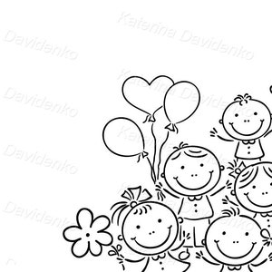 Happy Cartoon Kids Corner. Children Clipart, Copyspace Frame, Kids ...