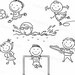Doodle Cartoon Kids Sports Activities Clipart Set. Cartoon Children ...