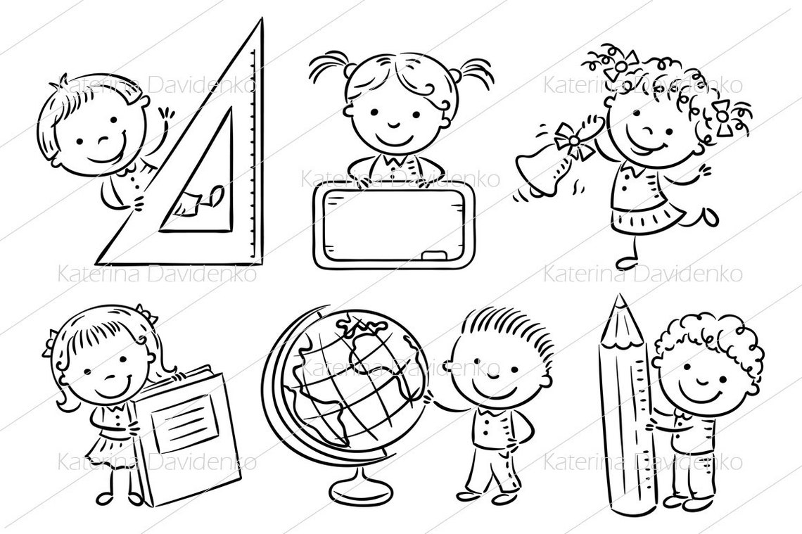 School Children Clipart Set of Cartoon School Kids Clipart - Etsy
