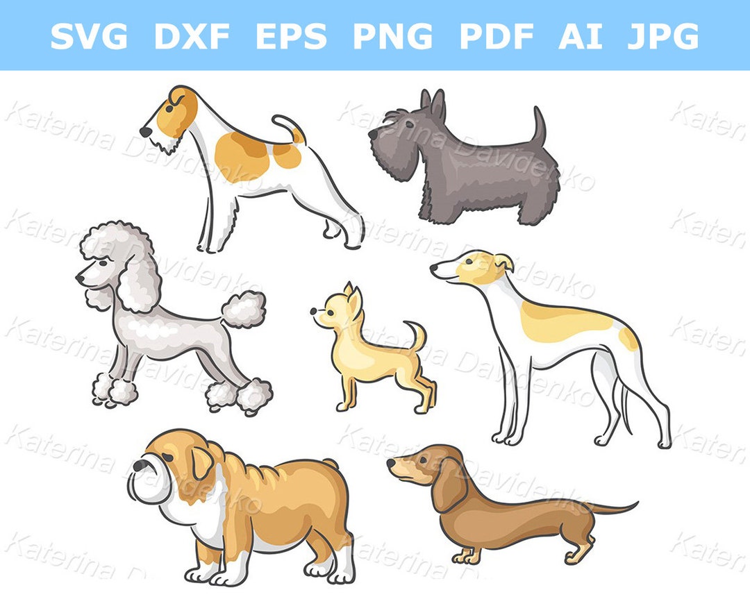 Breeds Dogs Cartoon Clipart Set. Isolated Illustration. Cartoon Dogs ...