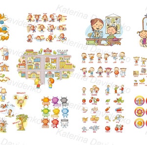 Language Learning Clipart Bundle. Education Illustration for Children ...
