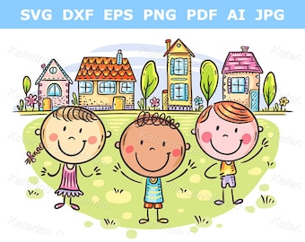 Set of Cartoon Happy Kids PNG Clipart. Girls Holding Cups. Children in ...