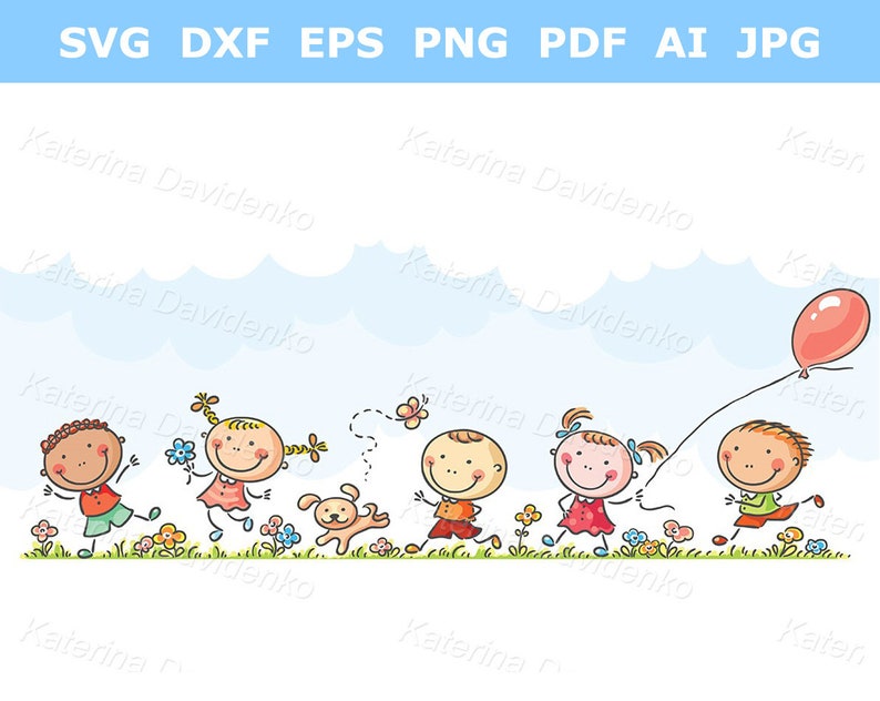 Kids Banner Clipart. Children Border Illustration. Happy Kids ...