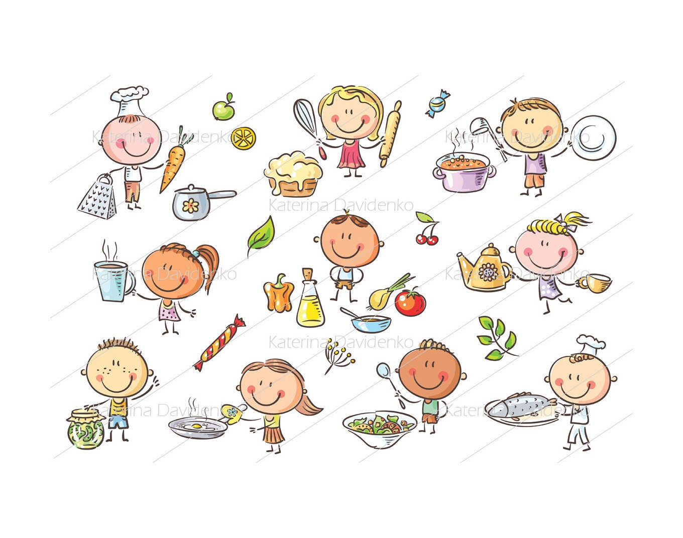 Clipart Kinder Svg Kinder kochen Essen Clipart Clipart | Etsy