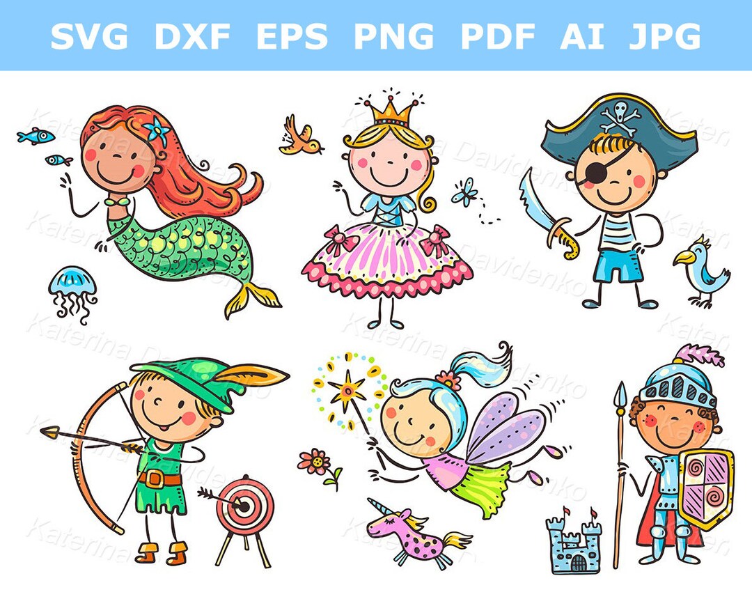 Clipart Set of Kids in Costumes of Fairytale Characters Like Fairy ...