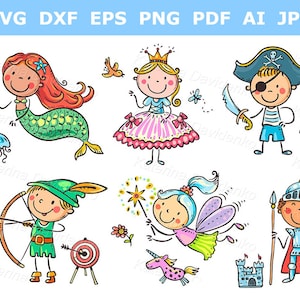 Clipart Set of Kids in Costumes of Fairytale Characters Like Fairy ...