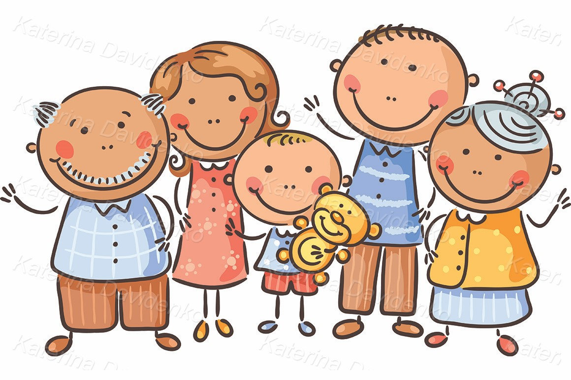 Cartoon Family Clipart Happy Doodle Mom Dad Grandpa - Etsy Australia