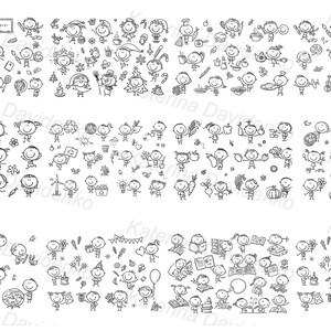 Kids Bundle Clipart. Doodle Cartoon Kids Clip Art Set. Children Vector ...