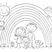 Doodle Family Clipart. Happy Cartoon Family Under the Rainbow. Hand ...