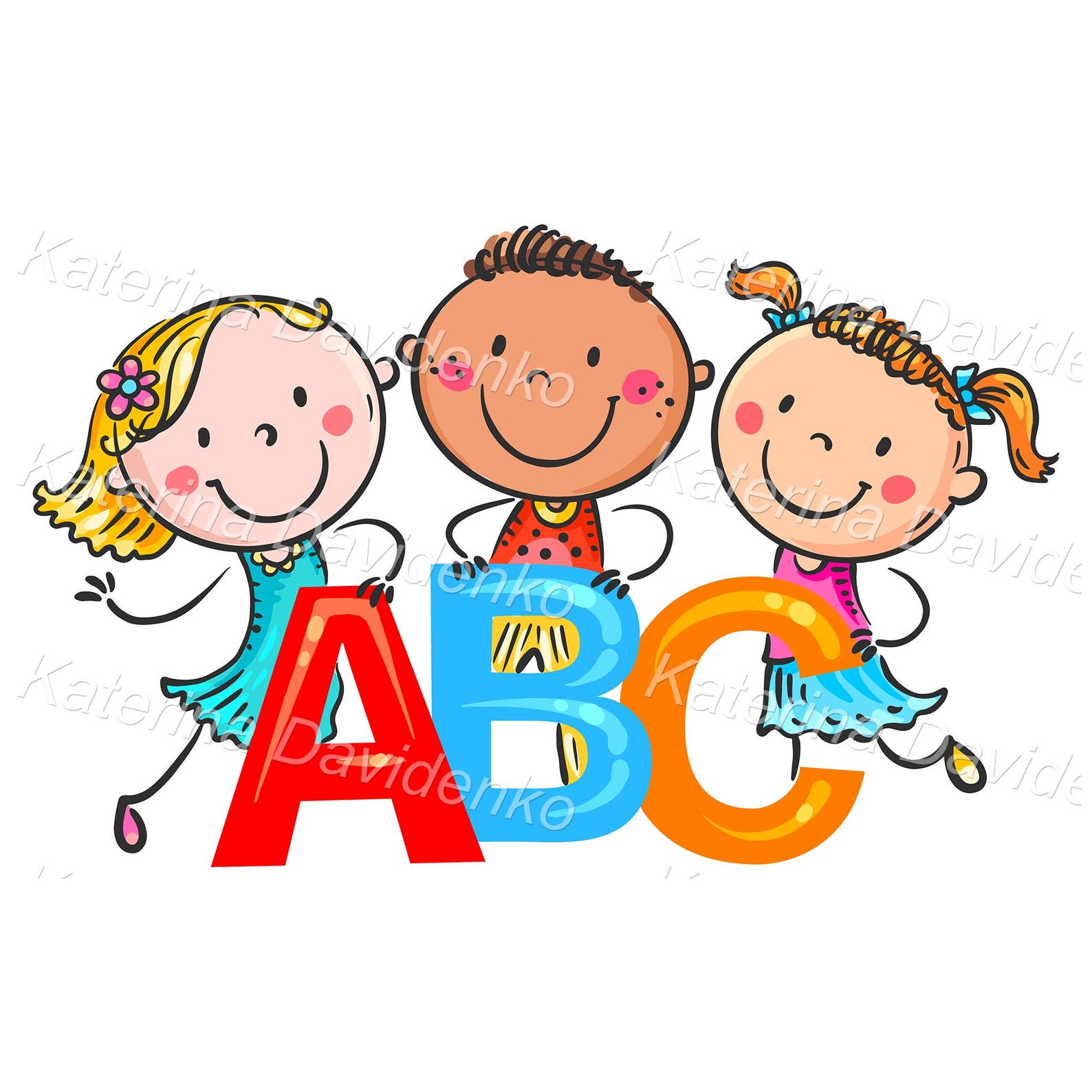 Imágenes prediseñadas de dibujos animados de niños garabatos con letras ...