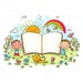 Doodle Kids With Book Frame Clipart Happy Cartoon Kids With Open Book ...