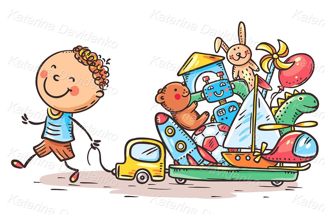 Hand Drawn Kids Clipart Little Cartoon Boy With a Lot of - Etsy