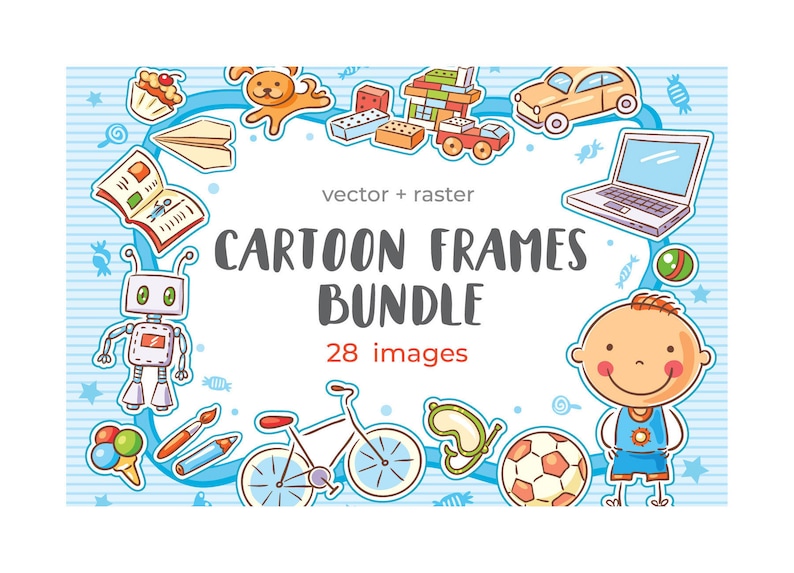 Cartoon Kids Frames Bundle Clipart Vector Illustration of - Etsy