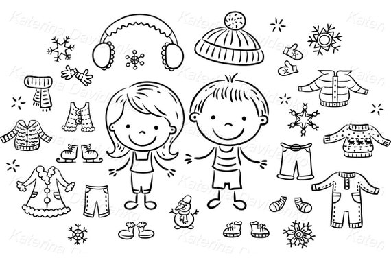 Snow Clothes Clipart Black