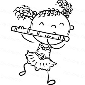 Happy Cartoon Kids Playing Musical Clipart, Children With African ...