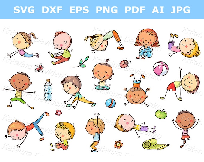 Set of Cartoon Kids Doing Different Sport Activities PNG Clipart ...