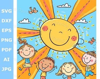 Happy Sun Vector - Etsy