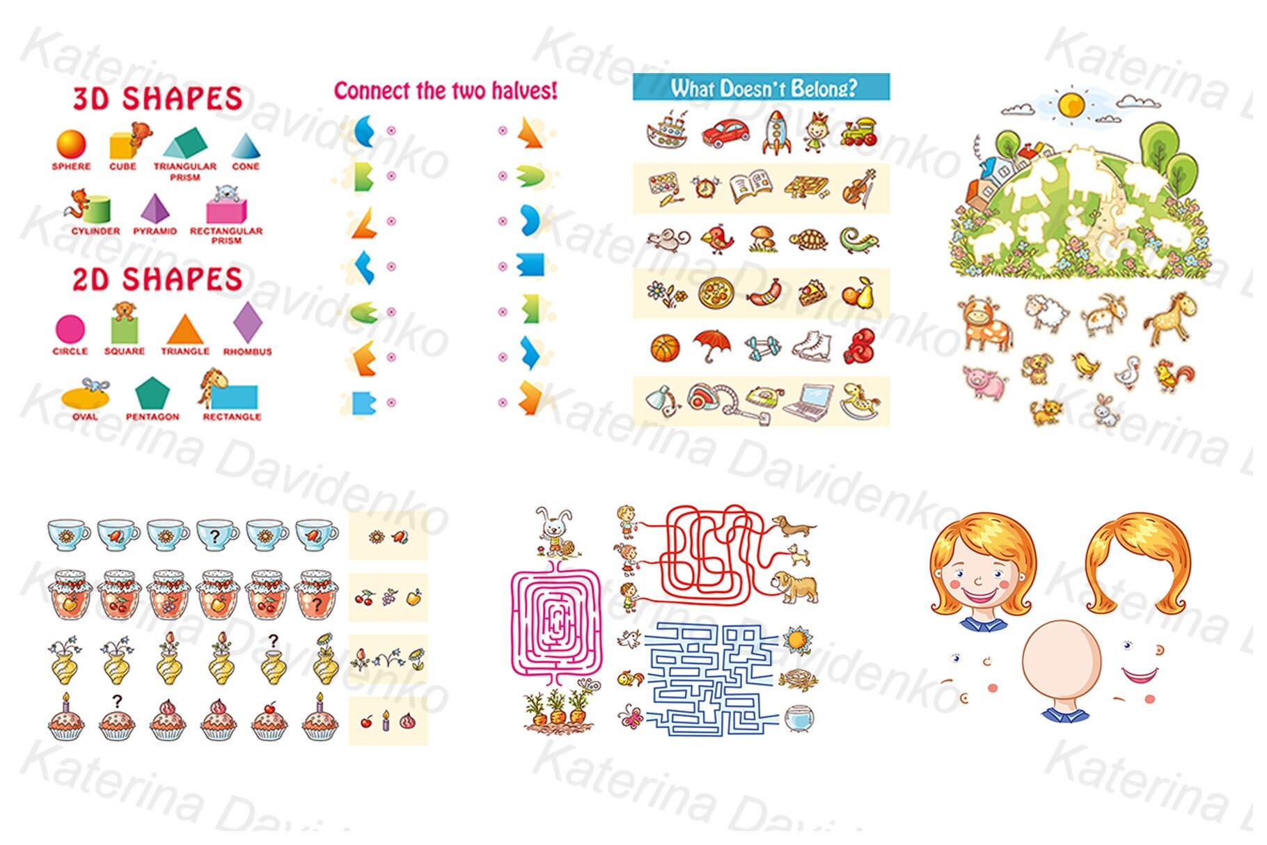Learning Activities Clipart. Logic Games and Tasks for Children. Back ...