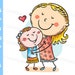 Cartoon Mother Hugs Daughter. Doodle Family Clipart. Mom Embracing ...