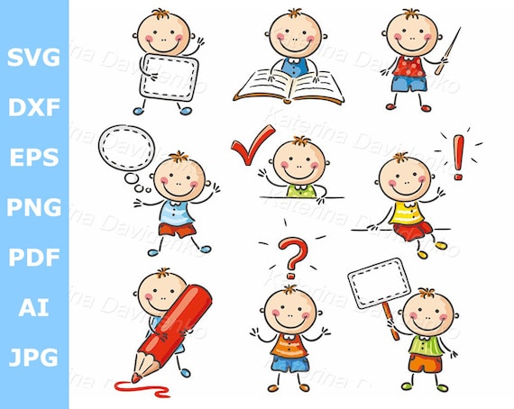 Stick Kids Reading Clip Art