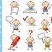 Cartoon Boy With Different Signs and Objects, School Kid Clipart, Set ...