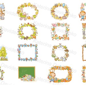 Cartoon Kids Frames Bundle Clipart Vector Illustration Digital Download ...