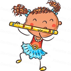 Happy Cartoon Kids Playing Musical Clipart, Children With African ...