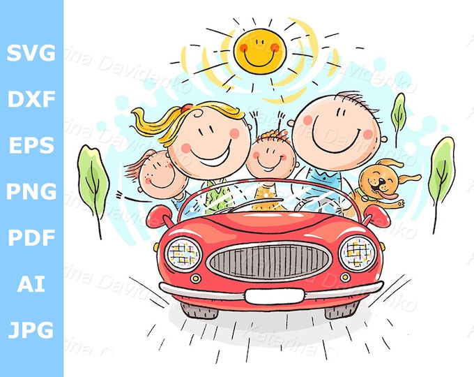 Cartoon Doodle Parents Hugging Kids, Mother and Father Embrace Their ...