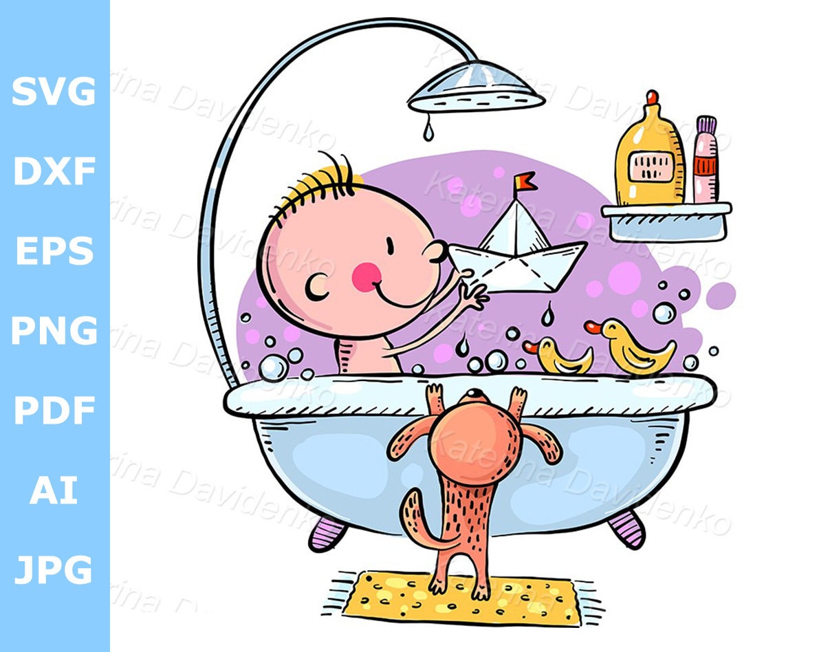Bathing Children Clipart
