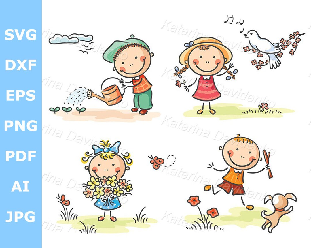 Cartoon Doodle Kids Clipart, Children Activities Outdoors Clip Art ...