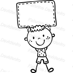 Cute Preschool Children Holding Blank Signs. Cartoon Clipart Set ...