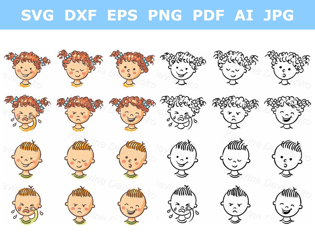 Feelings Faces Black And White Clipart