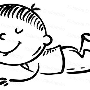 Line Drawing Happy Kids Clipart Set. Hand Drawn Stick Figure Children ...