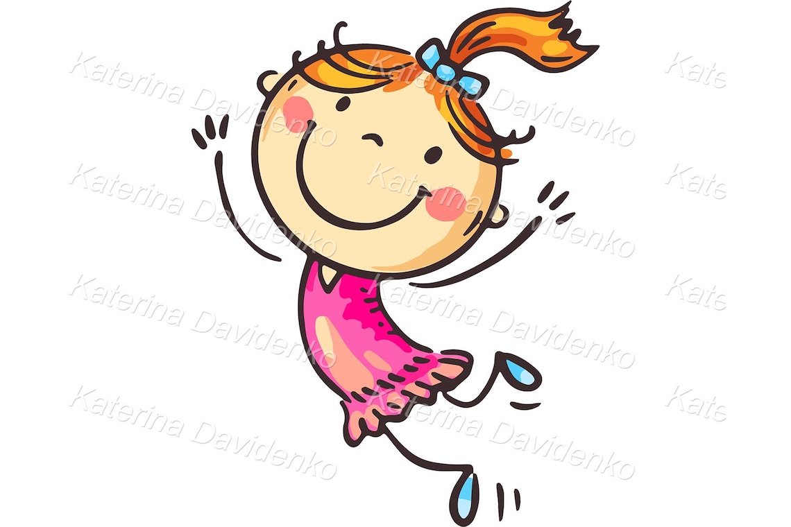 Happy Cartoon Kids Clipart Set. Group of Dancing Children. Funny Kids ...