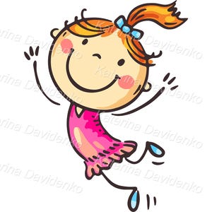 Happy Cartoon Kids Clipart Set. Group of Dancing Children. Funny Kids ...