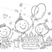 Happy Kids Birthday Party With a Big Cake Clipart. Children Vector ...