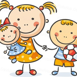 Doodle Cartoon Kids Clipart Set. Hand Drawn Children Clip Art, Cute ...