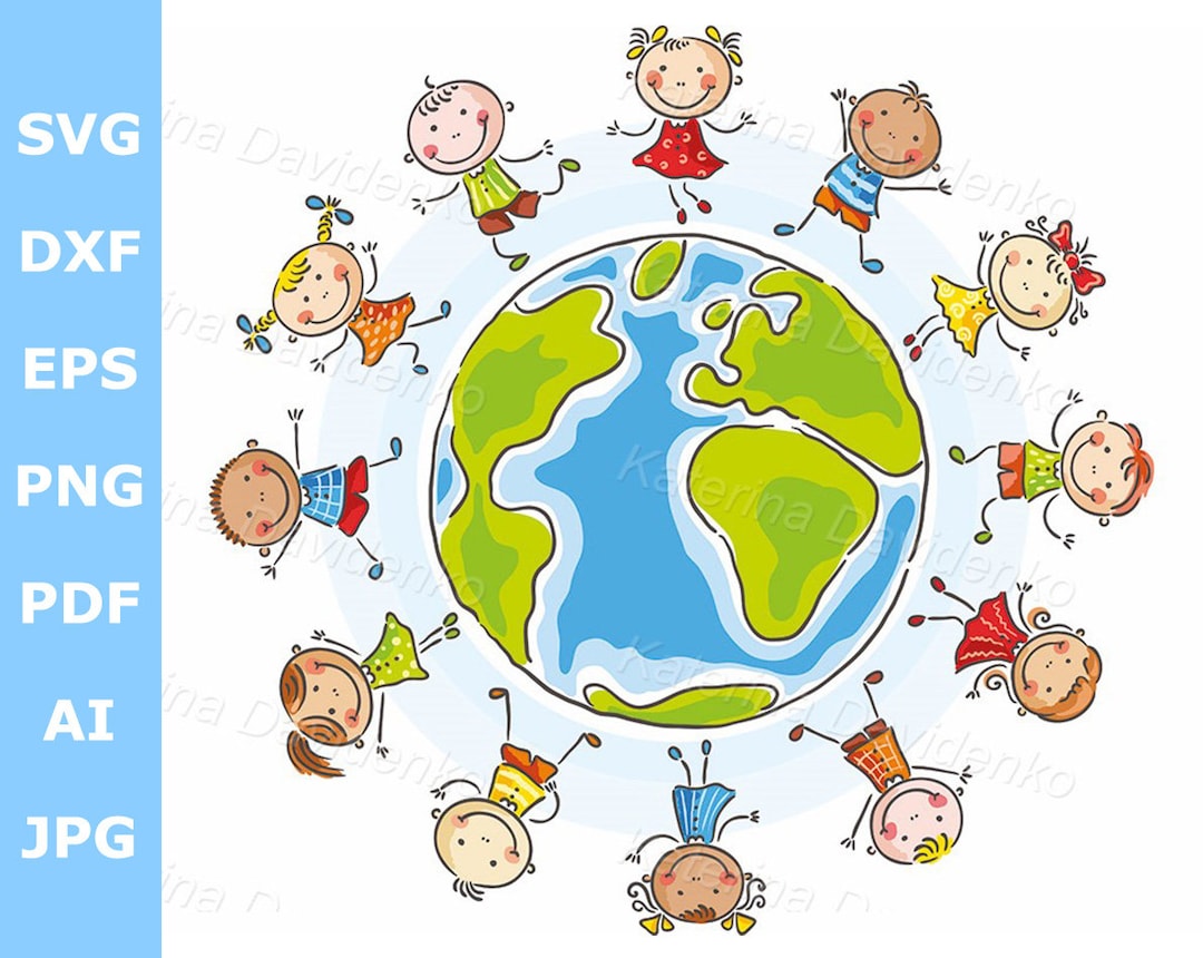 Doodle Cartoon Kids Clipart. Different Children Around the Globe ...