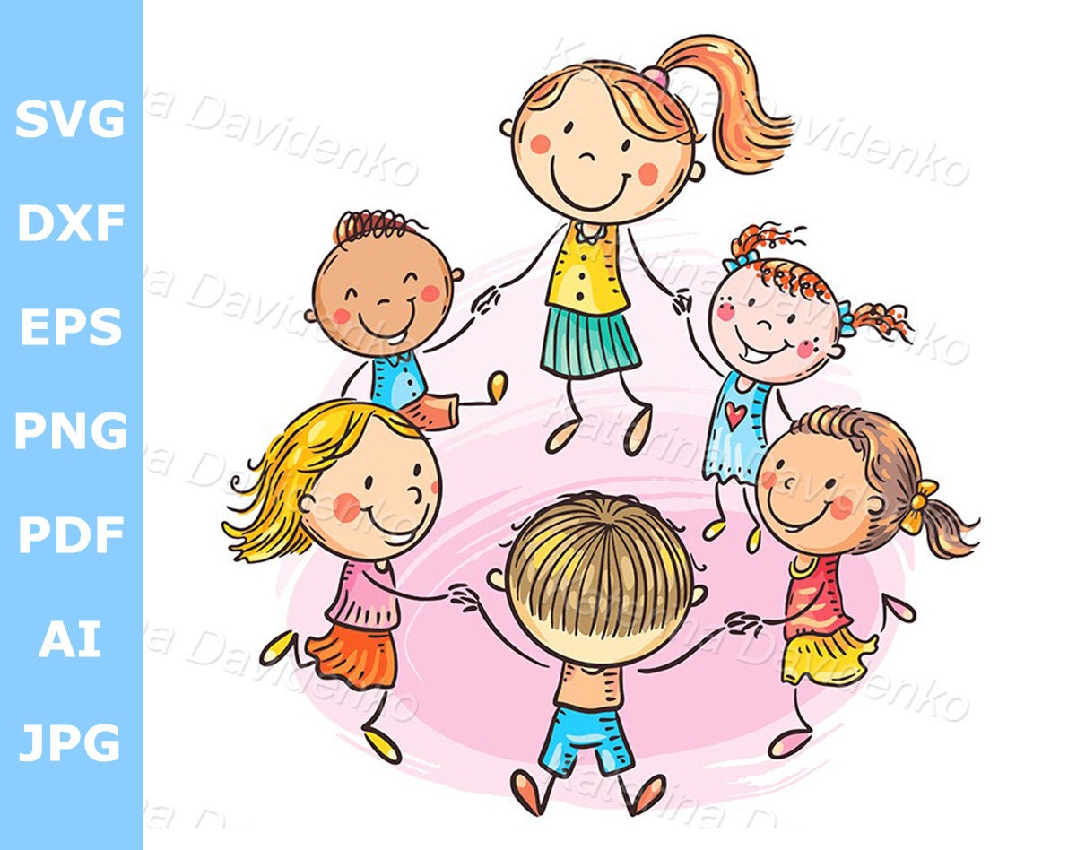 Happy Children With Their Teacher Dancing Together Hand - Etsy Australia