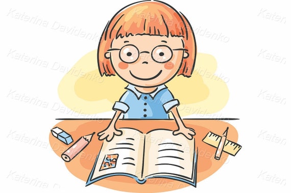 Girl Do Homework Clipart