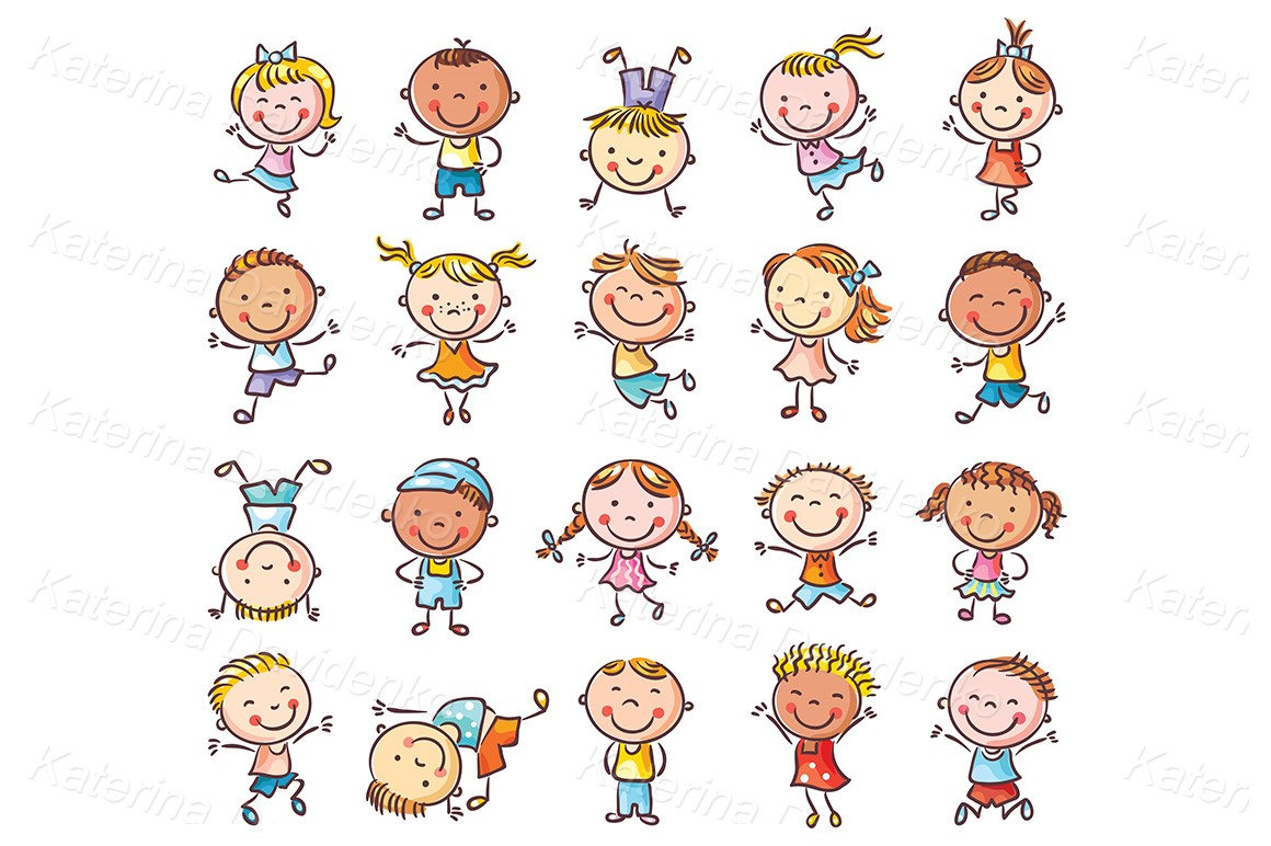 Kids Character Vector Clipart Bundle. Cute Cartoon Children ...