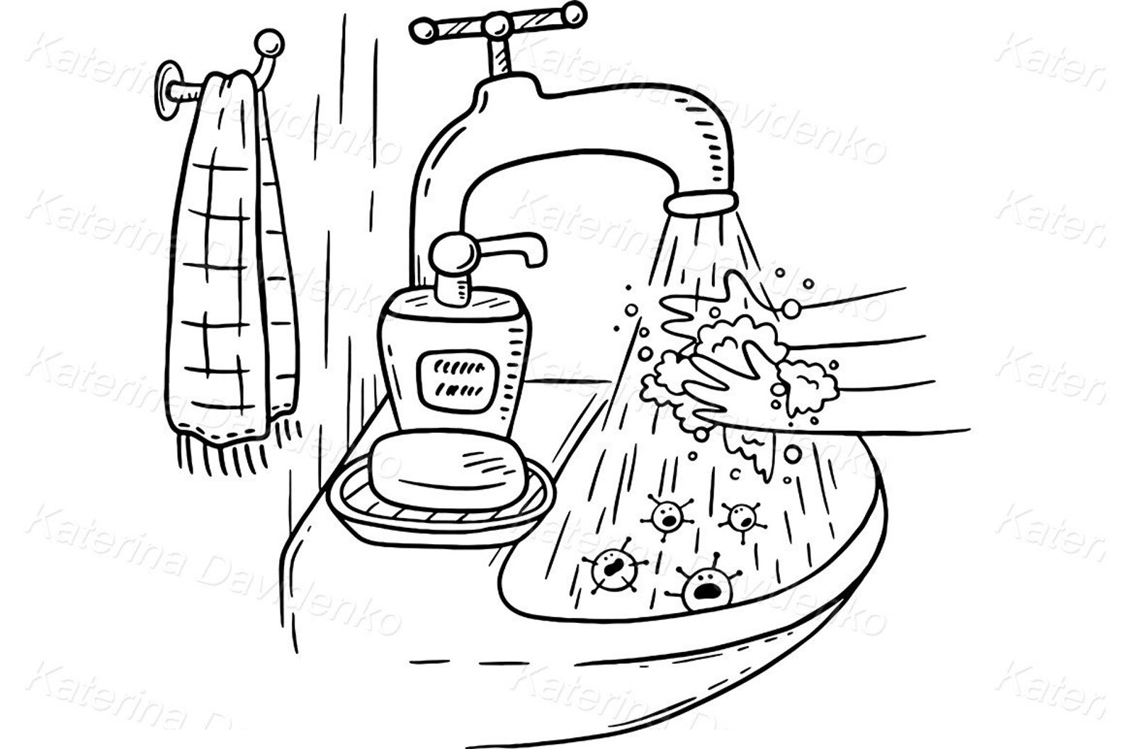 Wash Your Hands Clipart. Handwashing With Soap or Hand Hygiene Helps to ...