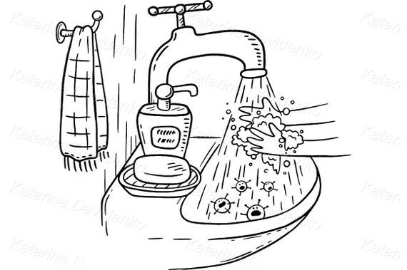 Hand Washing Clip Art Black And White