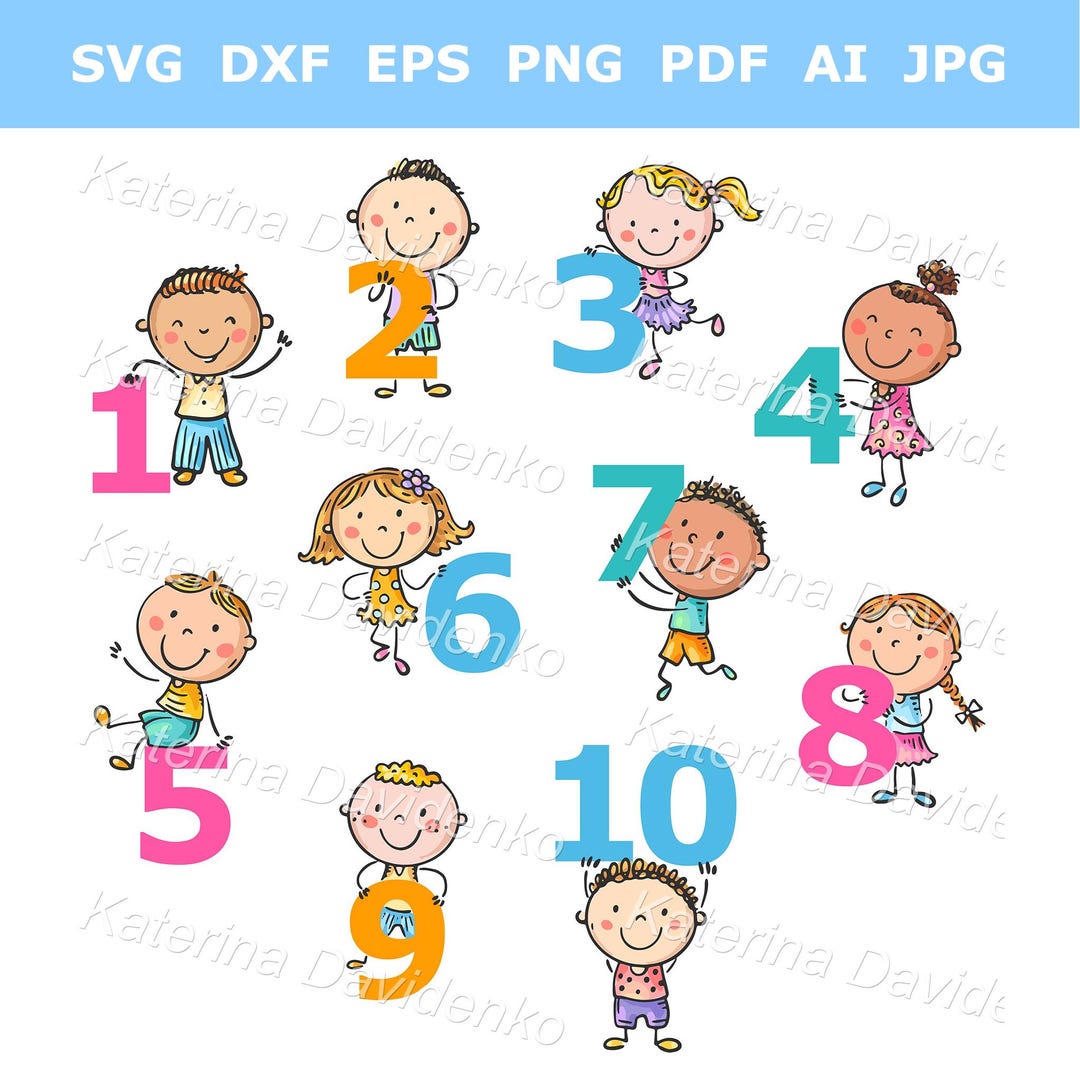 Children Holding Numbers Clipart. Teachers Resources. Numbers Kids ...